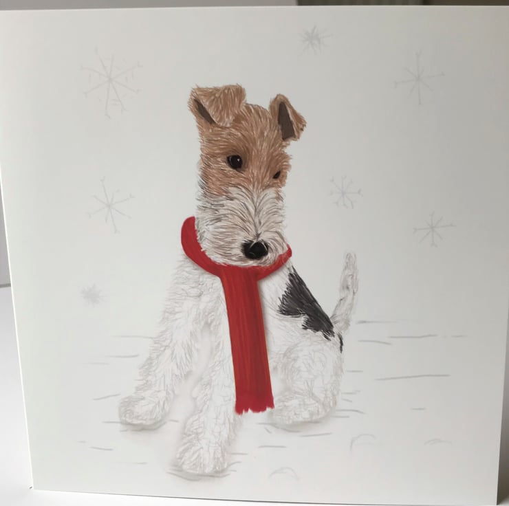 Snow Dog Christmas Card - Folksy