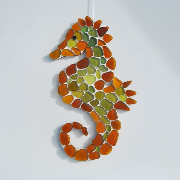 Seahorse mosaic wall hanger - Folksy