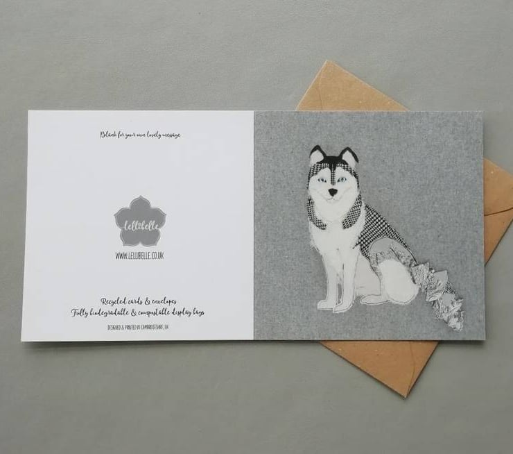 Husky dog card - Folksy