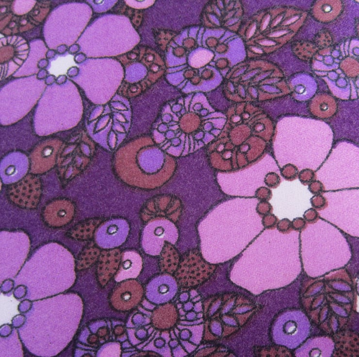 Vintage Unused 1970 s Purple Floral Fabric ( 2 ... - Folksy