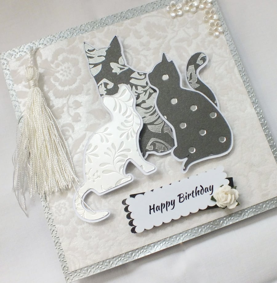 Luxury Handmade Cats Birthday Card - Folksy