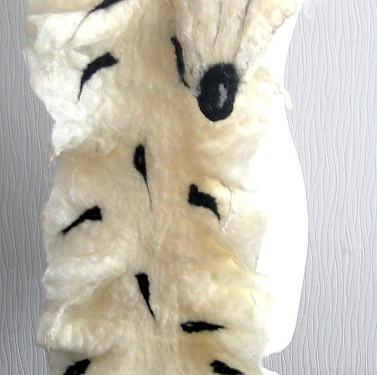 Hand Felted, Wool felted soft ART SCARF-WHITE FOX- - Folksy