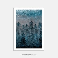 Winter Forest Illustrated Art Print - Folksy