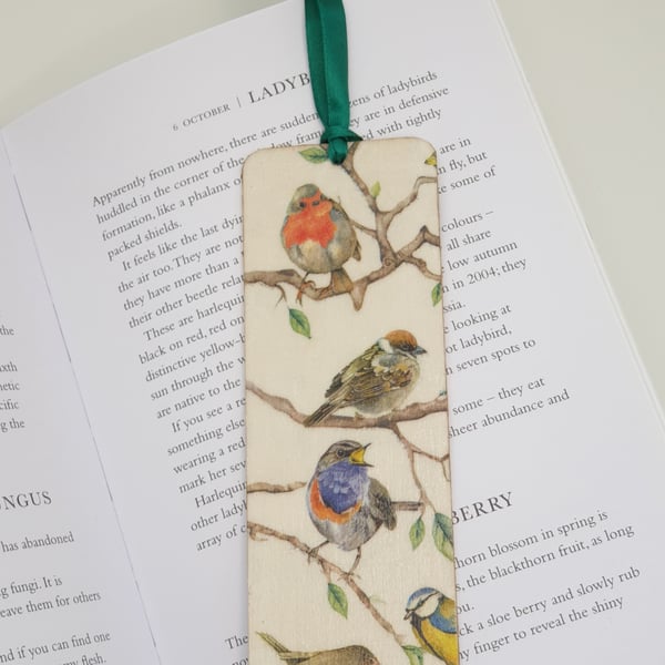 Garden birds bookmark, wooden bookmark, bird lo... - Folksy