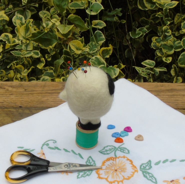 sheep pincushion - needle felt sheep on vintag... - Folksy