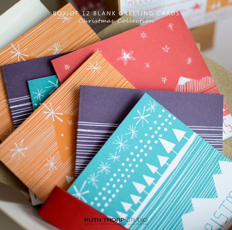 Box of 12 Christmas Cards - Folksy