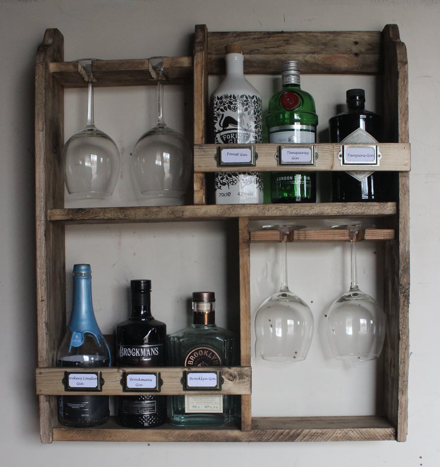 Gin rack, 6 bottles & 4 goblet glasses stor... - Folksy
