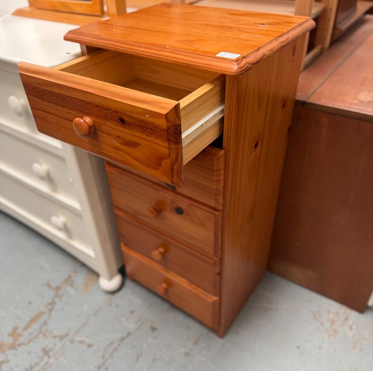 Honey Pine 5 Drawer Chest, Rustic Narrow Wooden... - Folksy