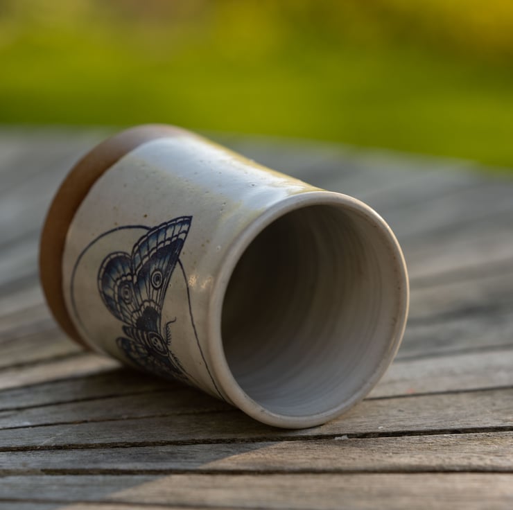 Handmade red stoneware vase with Death Hawk Mot... - Folksy