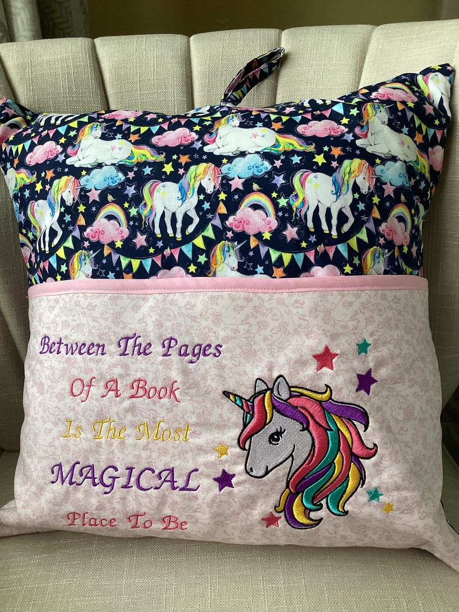 Unicorn Book cushion cover ( cushion not included) - Folksy
