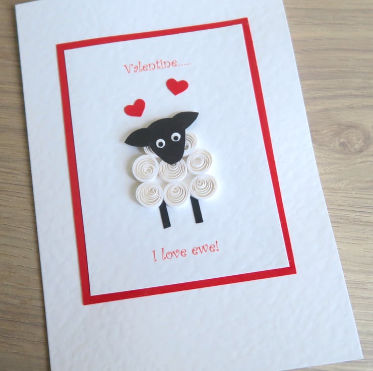 Seconds Sunday - Quilled sheep Valentine card -... - Folksy