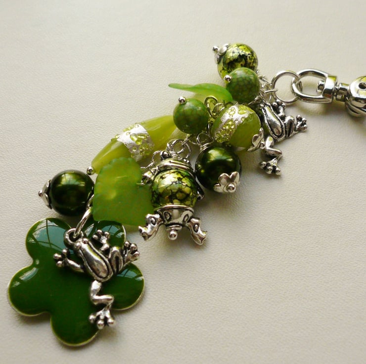 Handbag Charm Green Mixed Glass Bead Frog Theme... - Folksy