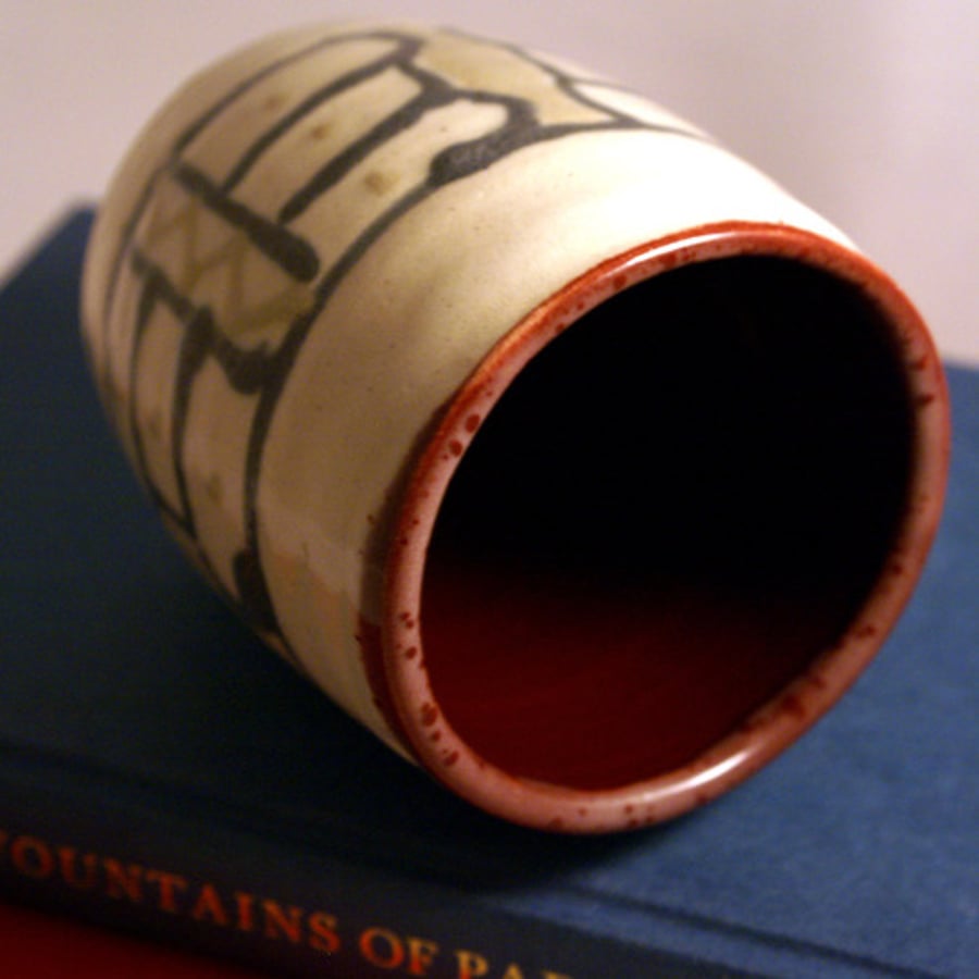 Set of two tea beakers with aztec motif - glaze... - Folksy