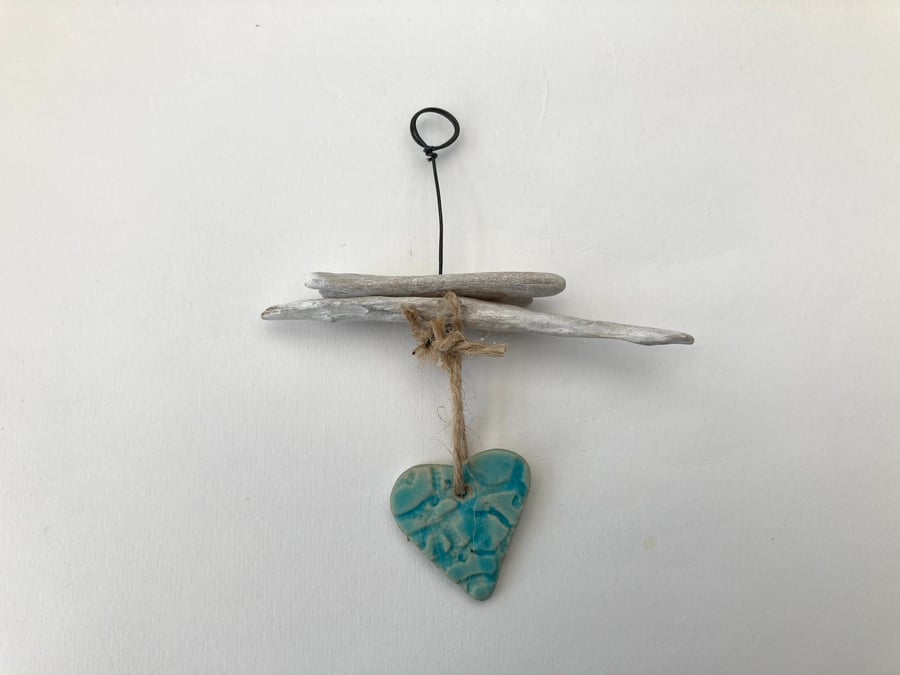 Driftwood ceramic hanger, Loveheart hanger, gif... - Folksy