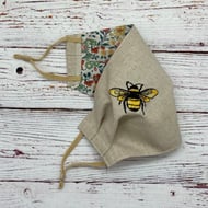 Bee Face Mask - Natural Linen Face Cover - Bee... - Folksy