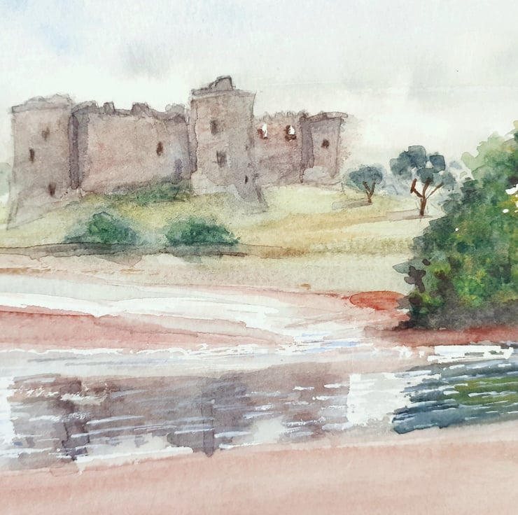 Original watercolour painting of Carew Castle, ... - Folksy