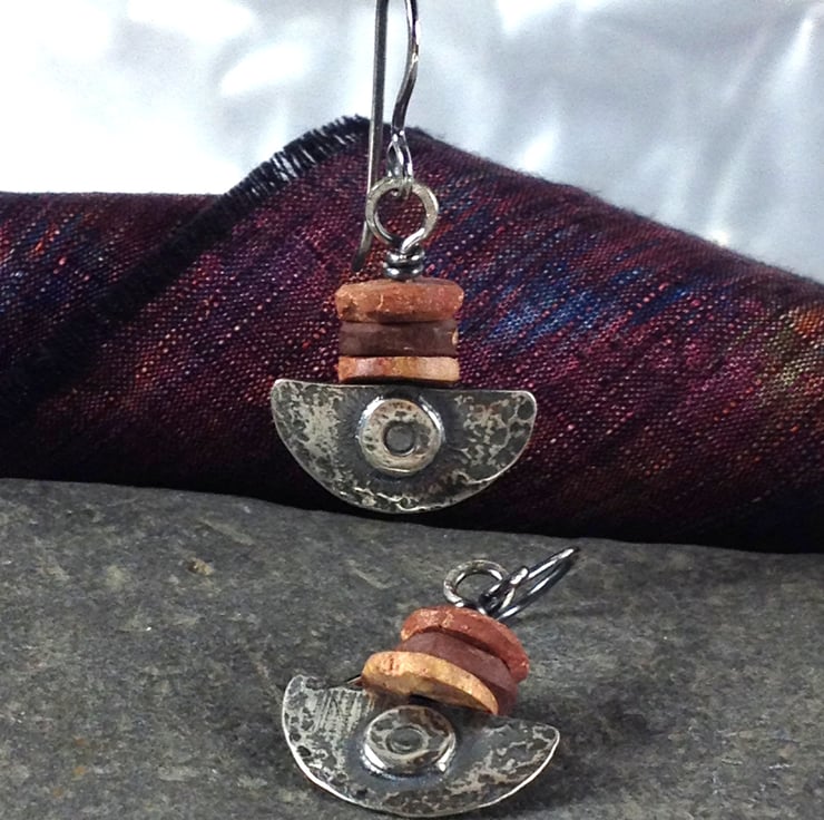 Silver and bauxite Ulu blade earrings - Folksy