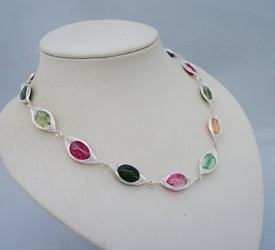 Multicolour Gemstone Necklace, Multticolour Qua... - Folksy
