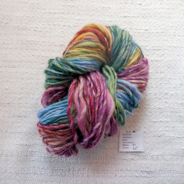 Hand Spun Wool Yarn - Woolen Spun Single Ply 71... - Folksy