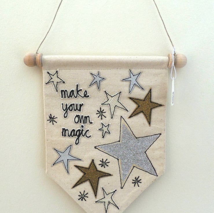 'make your own magic' 2 Textile Banner - Folksy