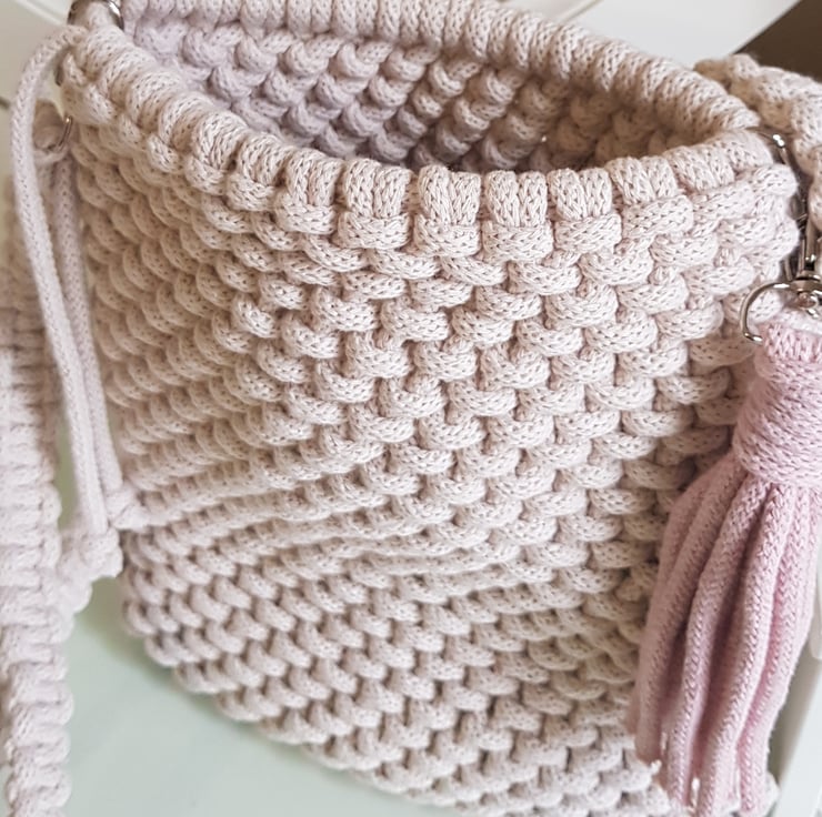 Macrame drawstring shoulder bag - Folksy