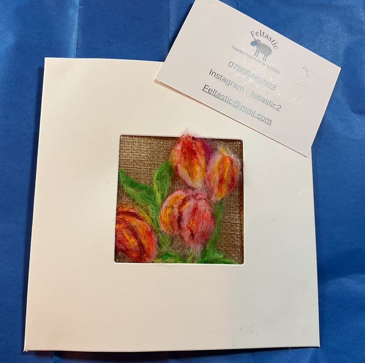 Needle Felted Easter Tulip Blank Greeting Card - Folksy