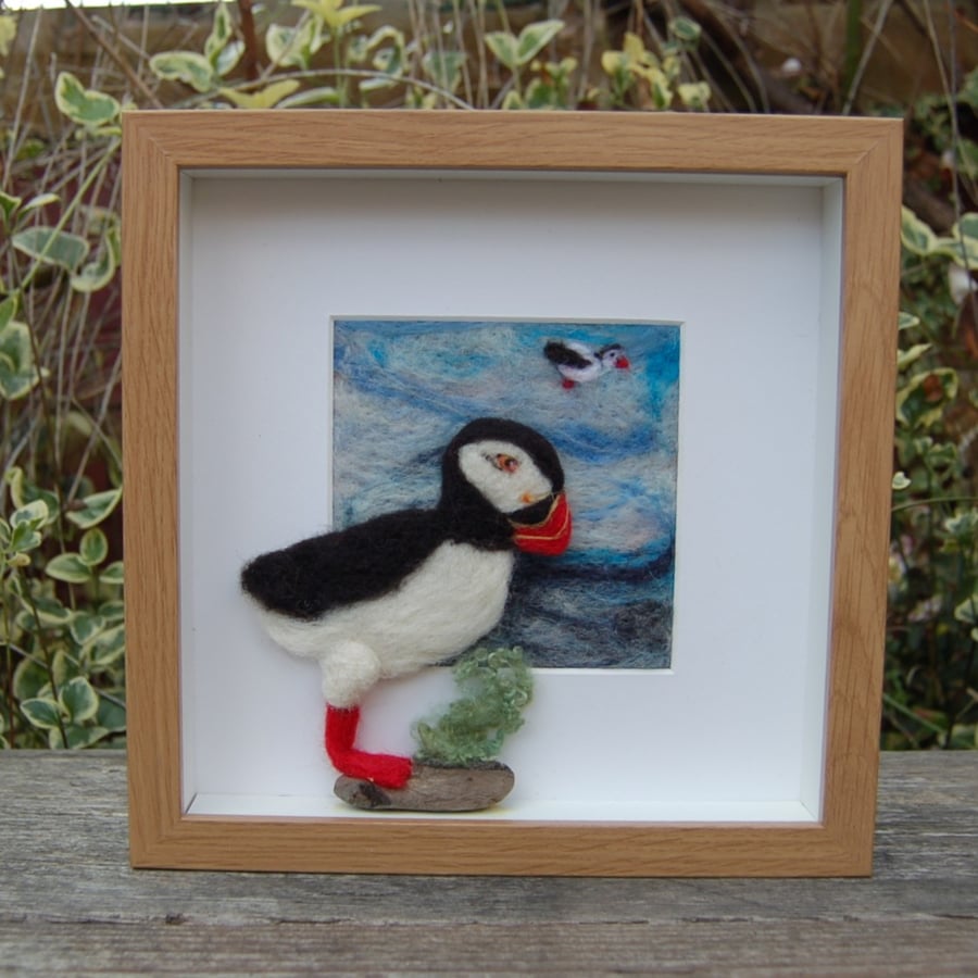 Needle felted Puffin 3d picture - Folksy