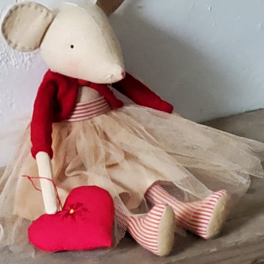 Angel Mouse cloth doll - Folksy