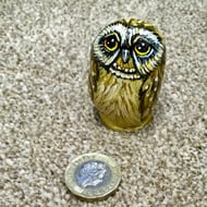 Owl hand painted pebble garden stone rock art p... - Folksy