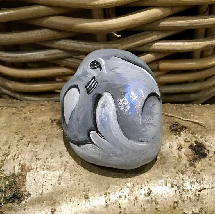 Shark hand painted pebble garden rock art wildl... - Folksy