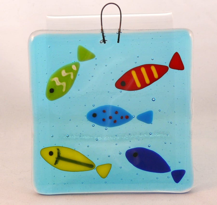 Fused Glass Fish Hanging Plaque - Folksy