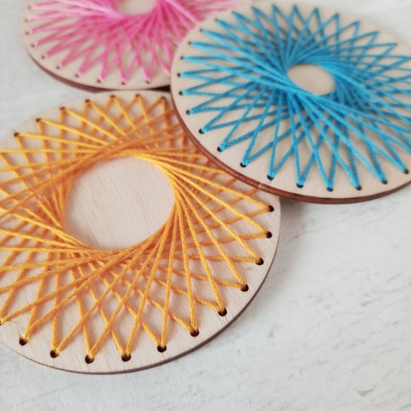 Spirograph Wooden Hanging Decoration, Spring De... - Folksy