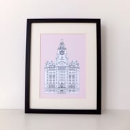 Liver Building Print - Liverpool illustration ... - Folksy