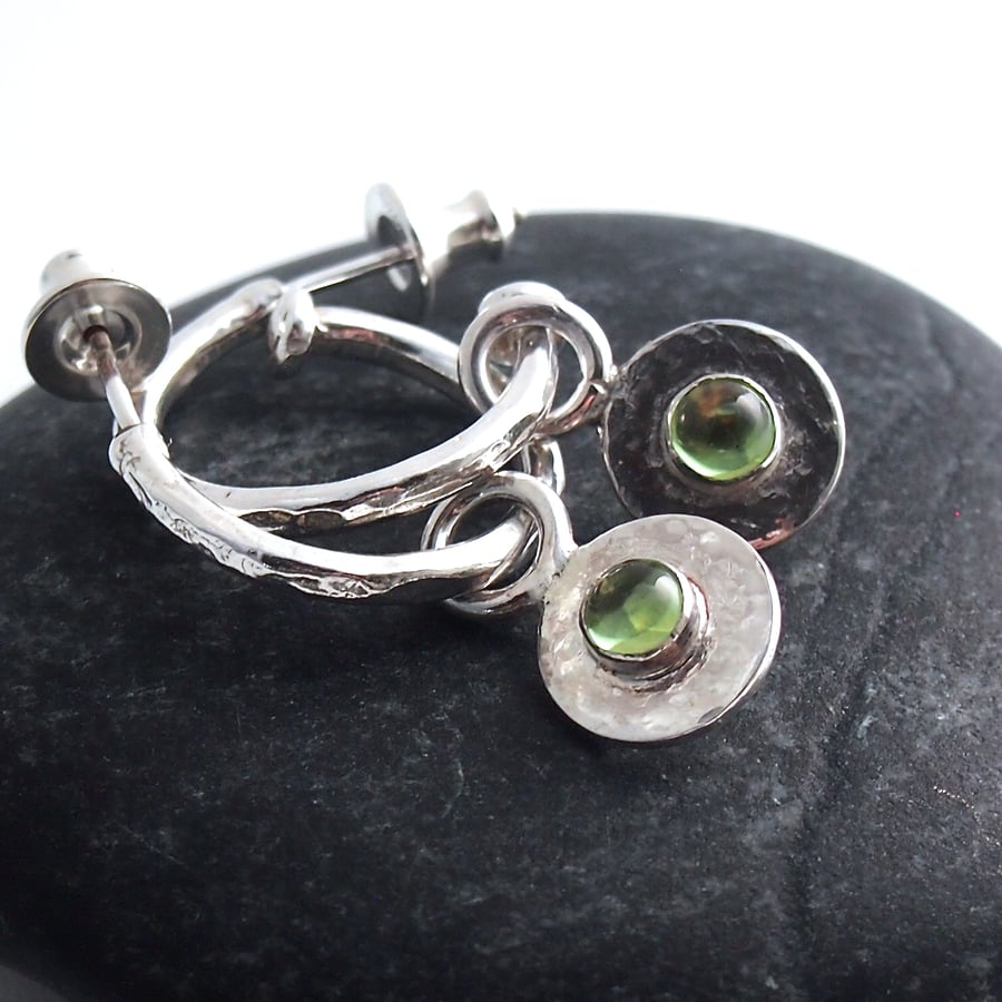 Sterling Silver Three Quarter Hoops with A ston... - Folksy