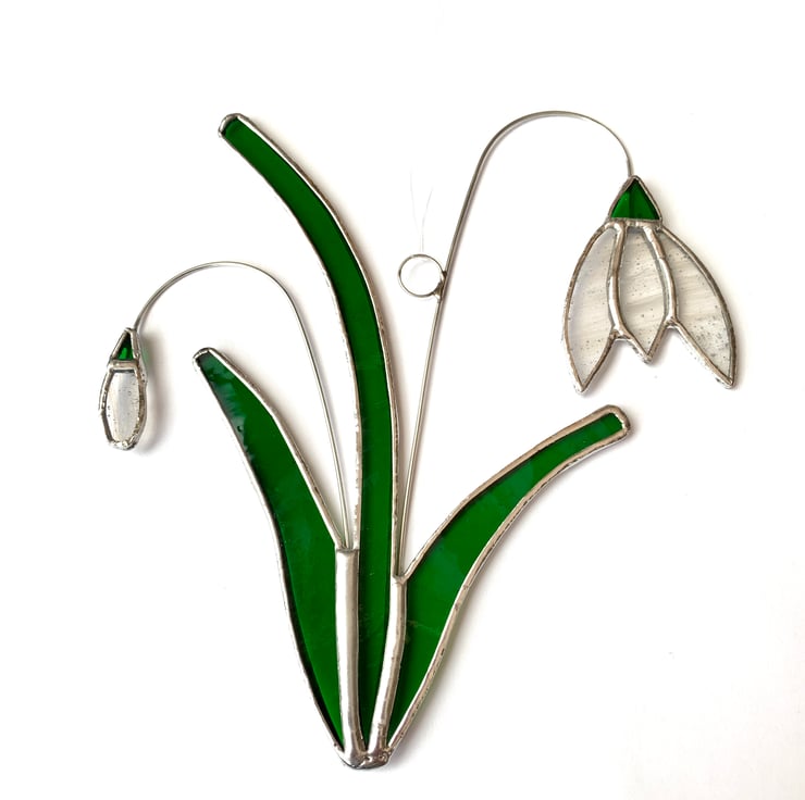 Stained Glass Snowdrop Suncatcher - Handmade Ha... - Folksy