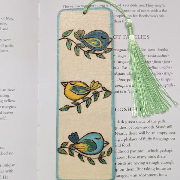 Bird wooden bookmark, cute birds pyrography gif... - Folksy