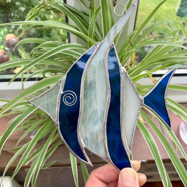 Stained Glass Angel Fish Suncatcher - Handmade ... - Folksy