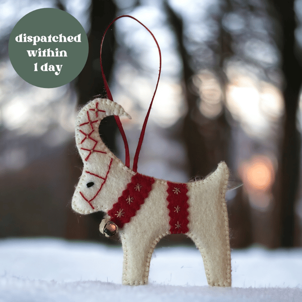 Scandi Christmas Felt Yule Goat Felt Decoration - Folksy