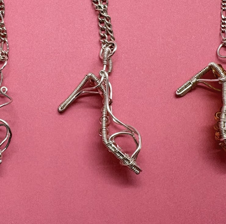 Silver wire wrapped stiletto shoe with Czech gl... - Folksy