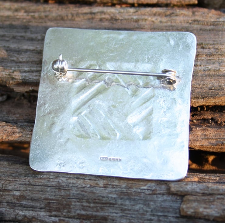 Silver and gold square brooch. - Folksy