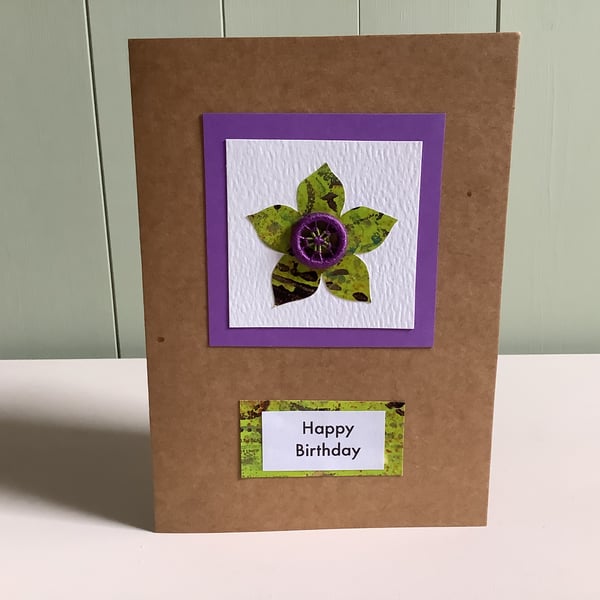 Handcrafted Birthday Card embellished with a Do... - Folksy