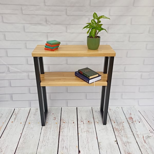Narrow Console Table with Shelf Oak Wood Room H... - Folksy