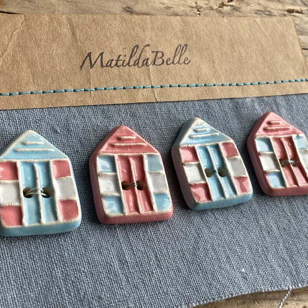 Handmade Ceramic Beach House Buttons set of 4 - Folksy