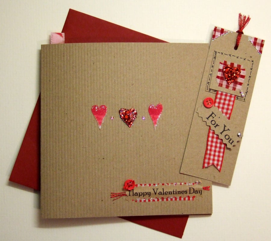 Valentine Card & Matching Bookmark Set,Hand... - Folksy