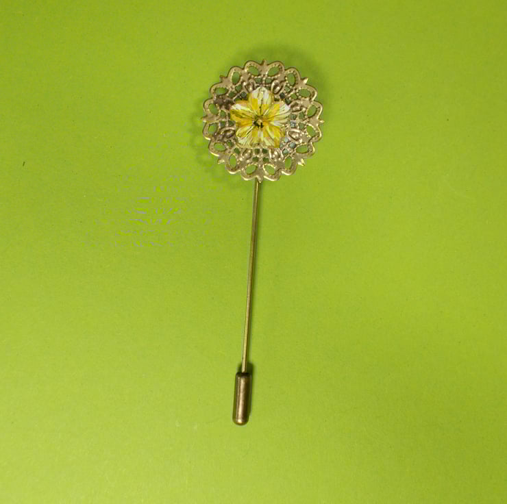 Spring PRIMROSE PIN Bronze Tone Filigree Weddin... - Folksy