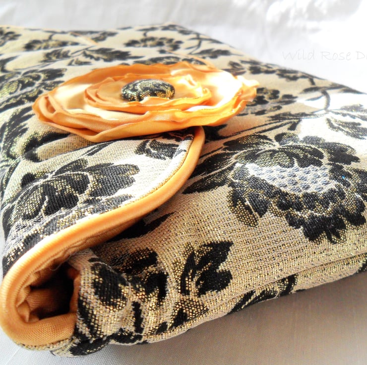 Gold and black brocade clutch bag. Evening bag - Folksy
