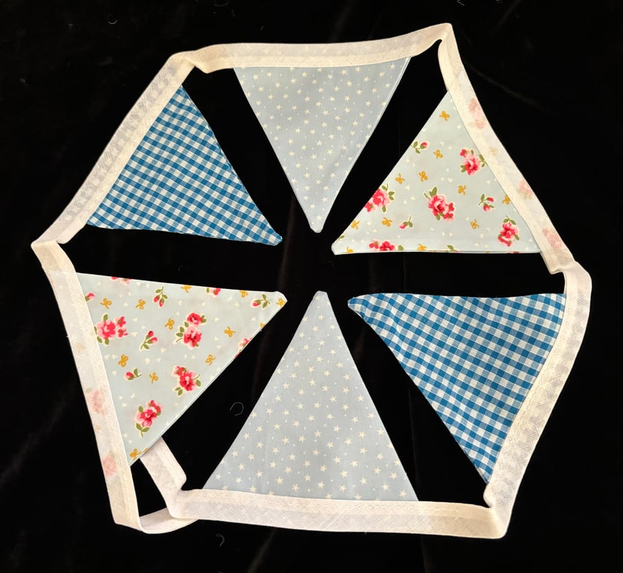 Handmade double sided bunting - Blue with stars... - Folksy