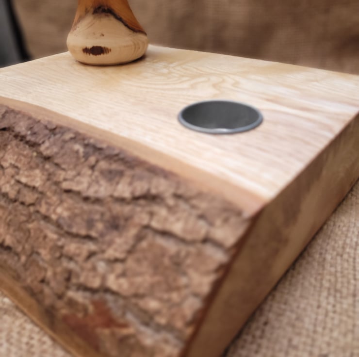 Toadstool teal light holder on elm - Folksy