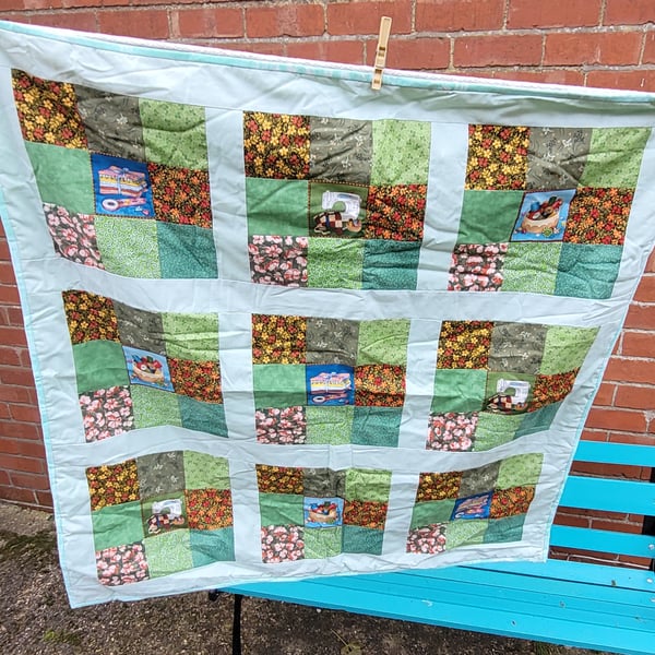 Homemade 100% cotton Sewing design patchwork quilt - Folksy