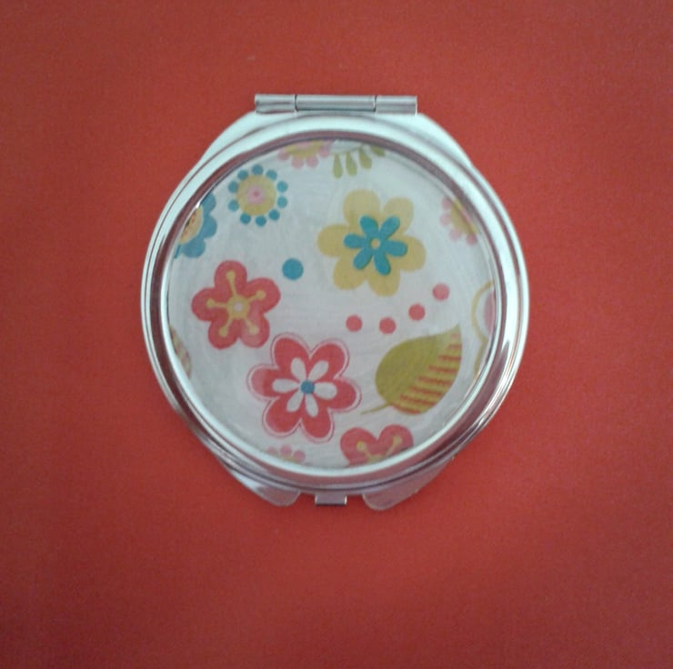 Compact mirror (bright floral) - Folksy